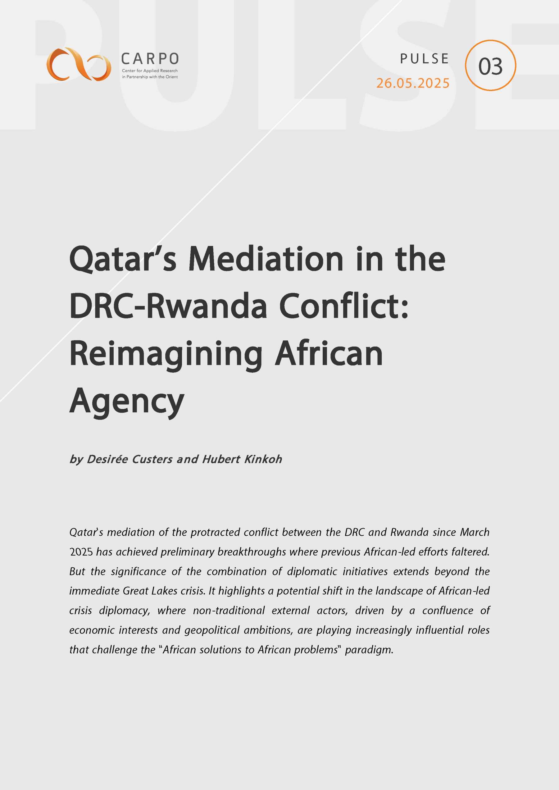 CARPO | Qatar’s Mediation in the DRC-Rwanda Conflict: Reimagining ...